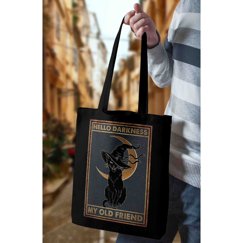 Ecobag bolsa de tecido estampa gato na lua, gato preto. | Shopee Brasil