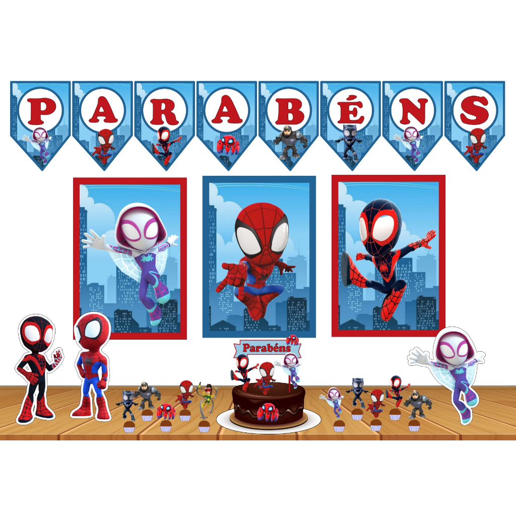 Kit só um bolinho - Kit festa - Homem Aranha - Spider e Seus Amigos Espetaculares - desenho ...