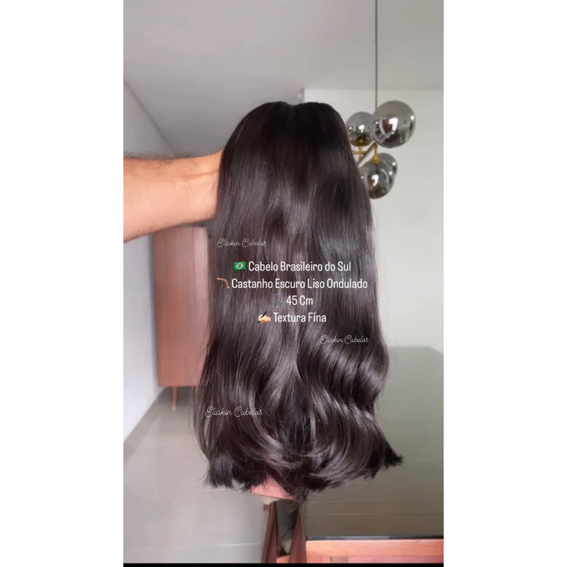 Cabelo Humano Brasileiro do Sul Liso Ondulado 45 Cm 200 Gramas | Shopee ...