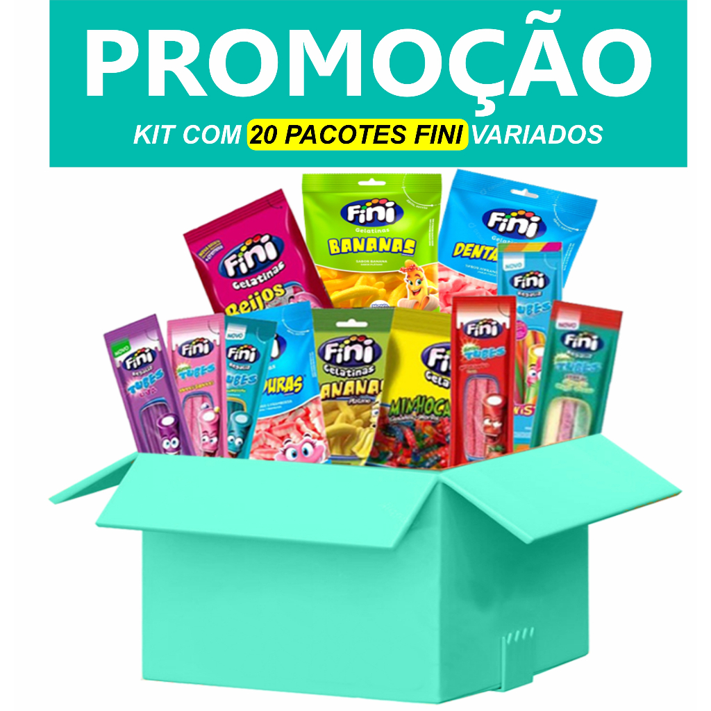 Kit com 20 pacotes Fini, doces Sabores Variados | Shopee Brasil