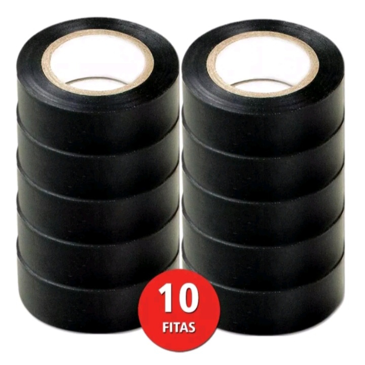 Kit com 10 Rolo de Fita Isolante preta com 5 metros cada Fita Isolante ...