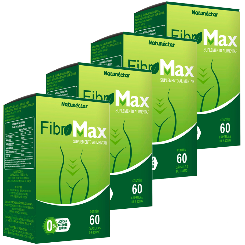 Kit 4 Potes Fibromax Natunectar Suplemento Alimentar Natural 240 ...