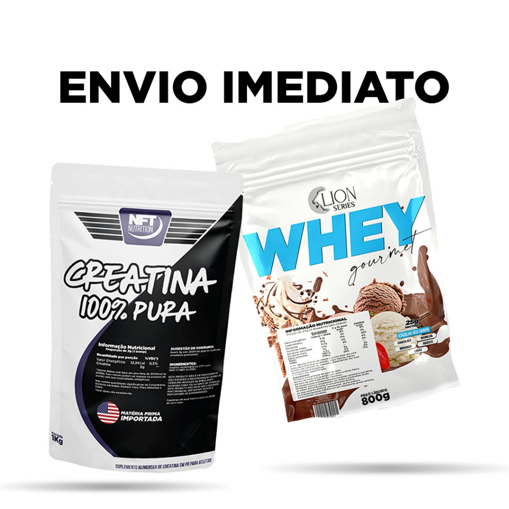 KIT FITNESS CREATINA MONOHIDRATADA 1KG + WHEY PROTEIN CHOCOLATE 800G ...
