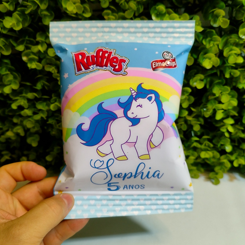 10 Batatas Ruffles personalizadas Unicórnio Azul (FAZEMOS QUALQUER TEMA) | Shopee Brasil