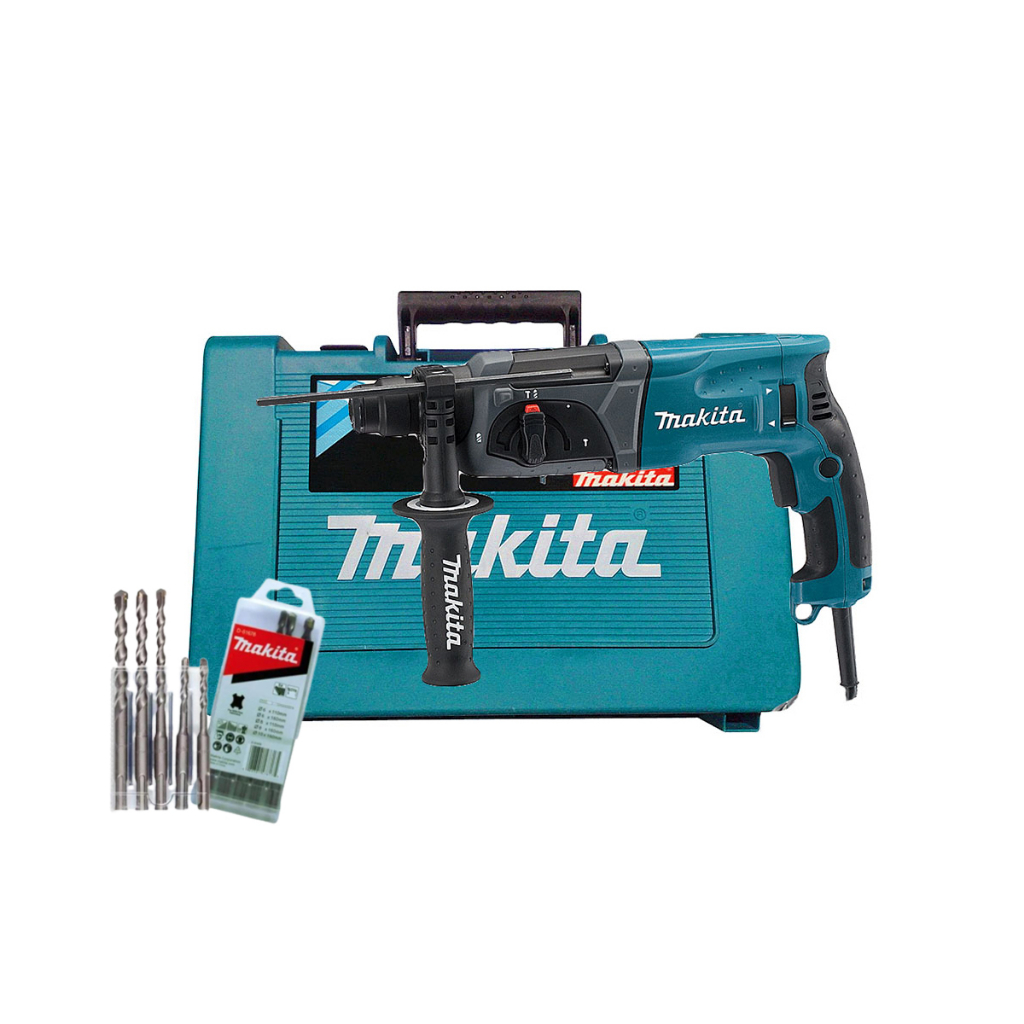 Kit Martelete Combinado 24mm 800w Hr2470 Makita E 5 Brocas Para