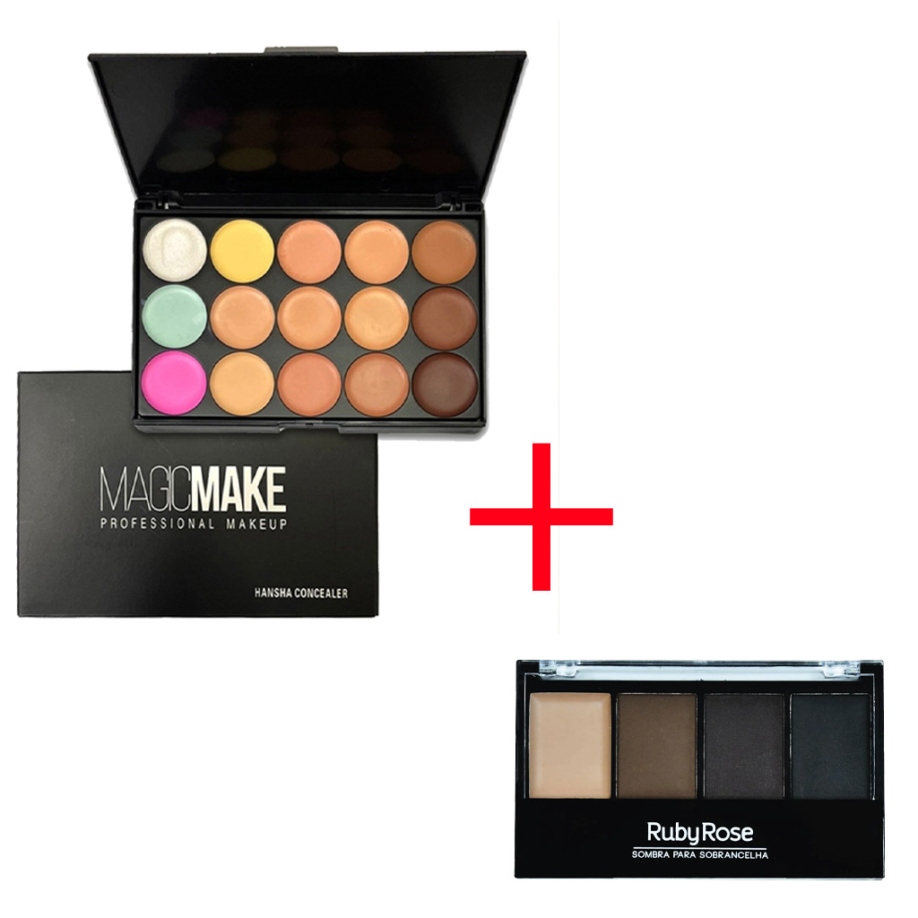 Paleta De Corretivo 15 Cores Maquiagem Profissional - Magic Make + Paleta de Sombra para ...