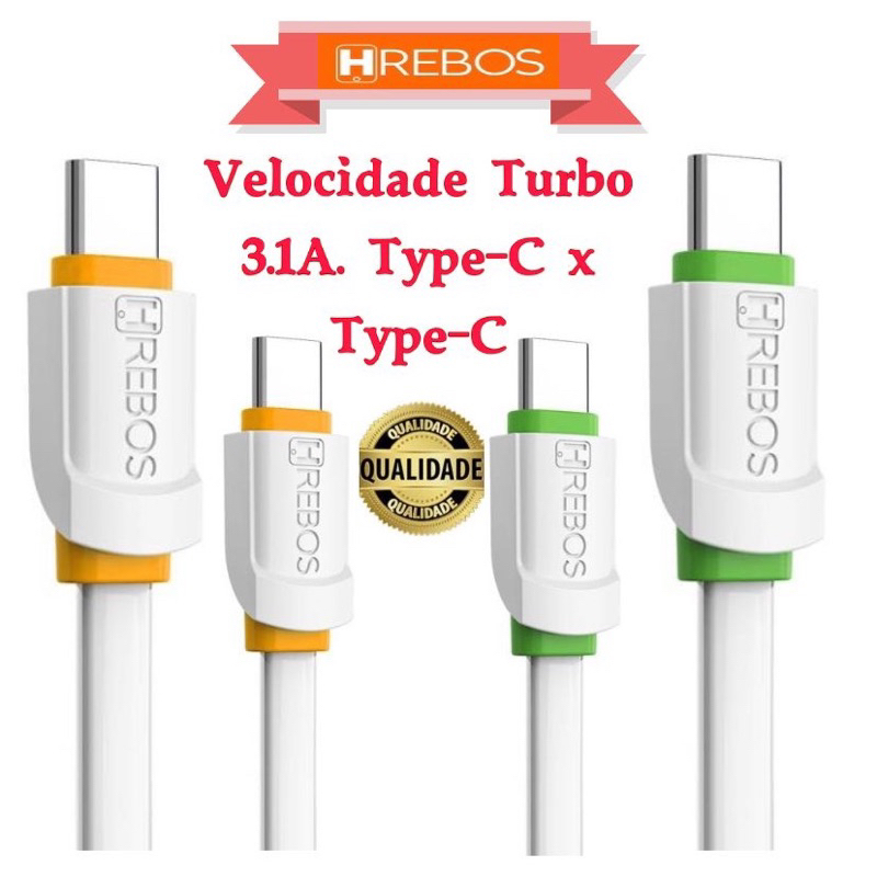 Cabo tipo c Velocidade Turbo 3.0A Type C+Type C original Hrebos ...