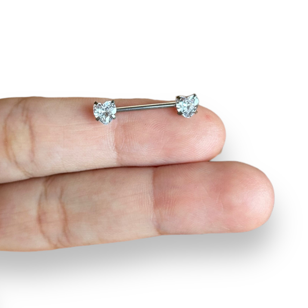Piercing Mamilo Titânio Coração Com Pedra Zircônia | Shopee Brasil