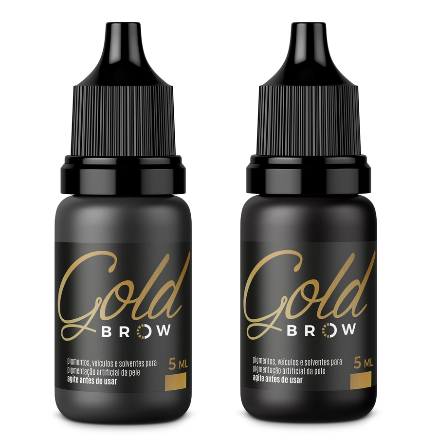 Kit 2 Pigmentos Mag Color Gold Line Brow 5ml Cores Escuríssimo ...