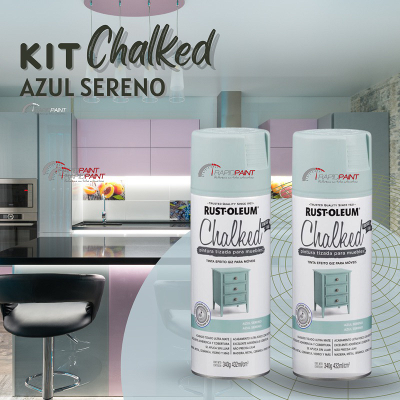 kit com 2 Spray Chalked Azul Sereno Rust Oleum | Shopee Brasil