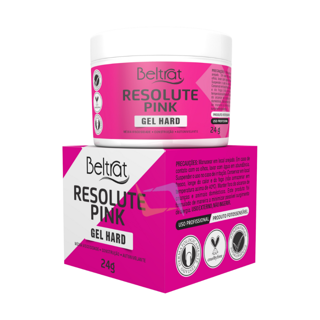 Gel Resolute Pink Beltrat 24g/ Alongamento de Unhas Artificiais ...