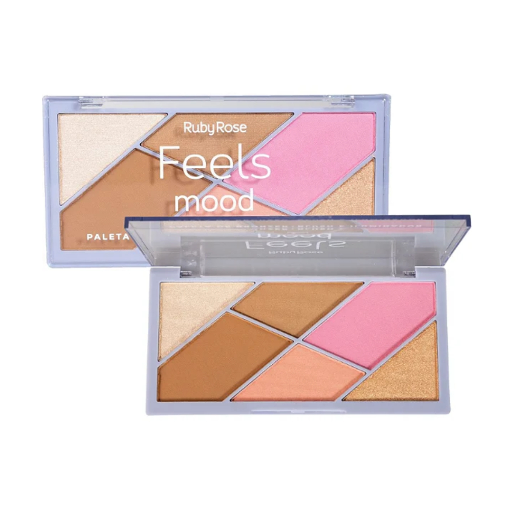 Paleta de Bronzer, Blush e Iluminador Feels Mood - Ruby Rose hb7528 | Shopee Brasil