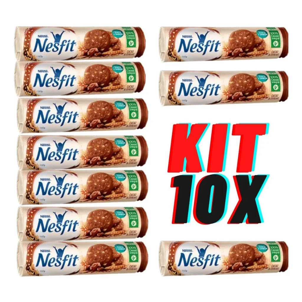 Kit bolach de chocolate 10 Biscoitos Integral Cacau & Cereais Nesfit 160g Nestlé | Shopee Brasil