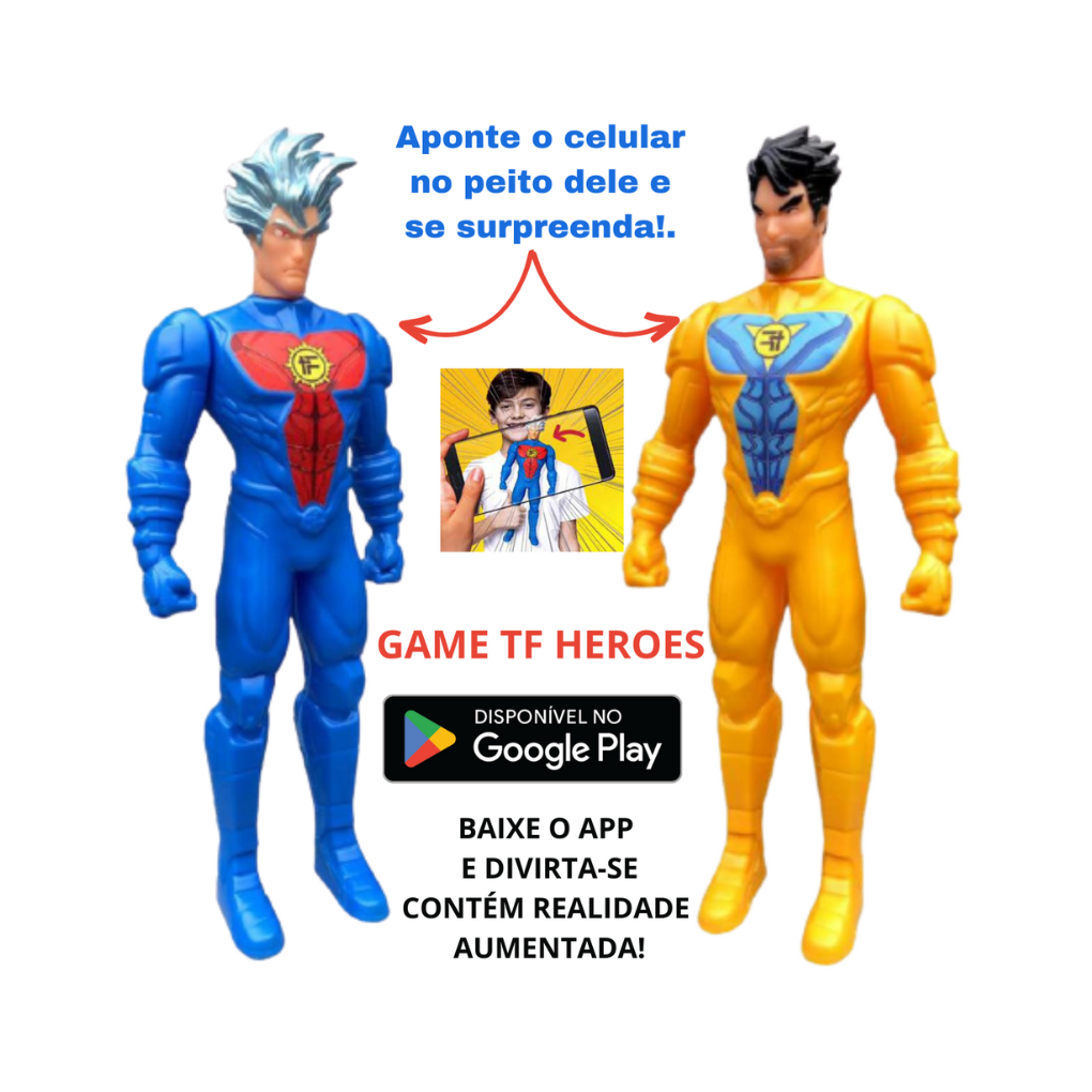 Kit 2 Bonecos Heróis com Game de Luta Exclusivo Brinquedos grandes c/32 ...