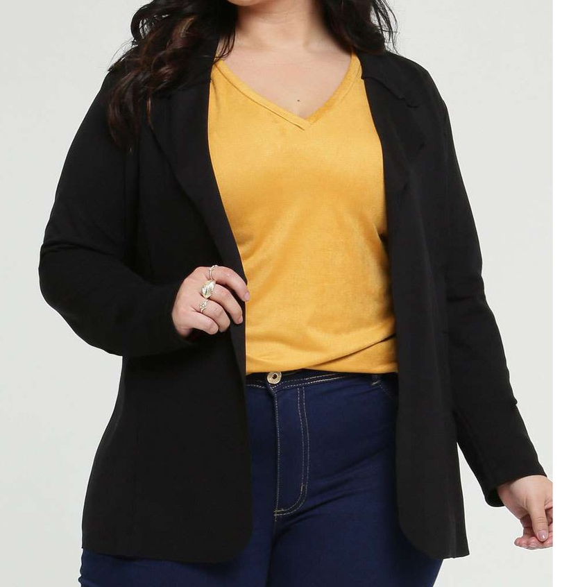 Casaco Blazer Neoprene Plus Size Gg Tamanho Grande Presente Dia Das