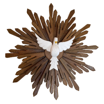 Lindo Resplendor do Divino Espirito Santo em madeira raios duplos 60 x ...