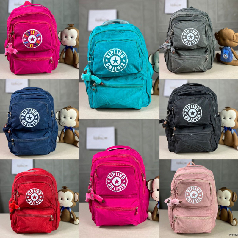 mochila escolar kipling acompanha macaco ótimo acabamento impermeável tamanho grande várias ...