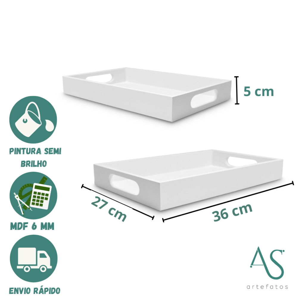 Bandeja com Alça Bandeija Redonda Decorativa Mdf Branca | Shopee Brasil