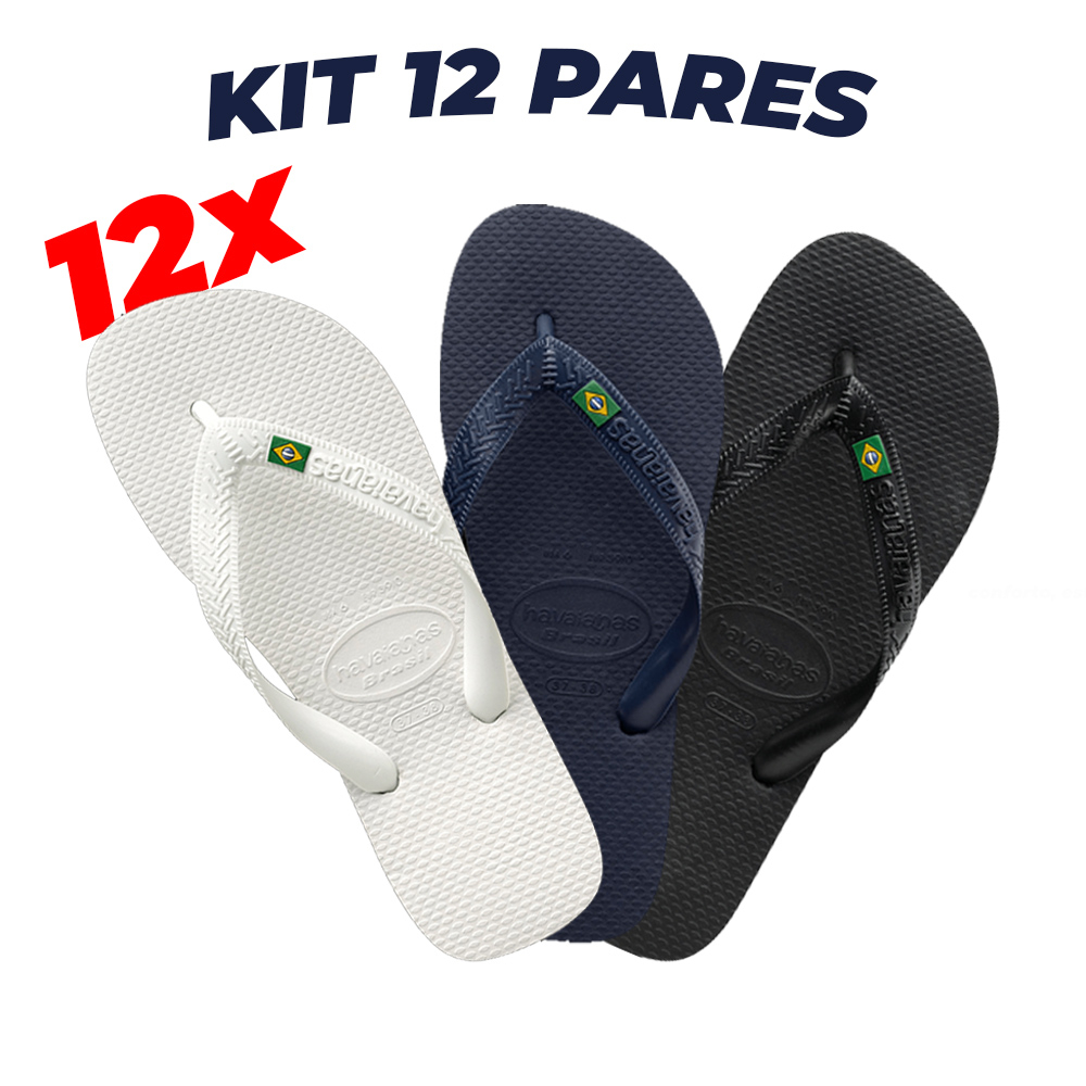 Kit 12 Chinelos do Brasil Tradicional 100% Borracha Envio Full | Shopee ...