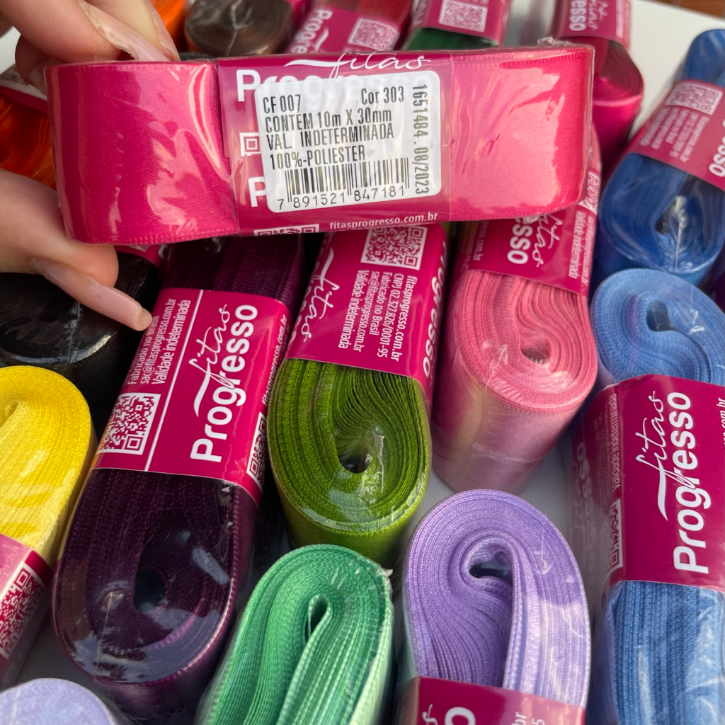 Fitas de Cetim Progresso n°7 (30mm) pacote de 10 metros | Shopee Brasil