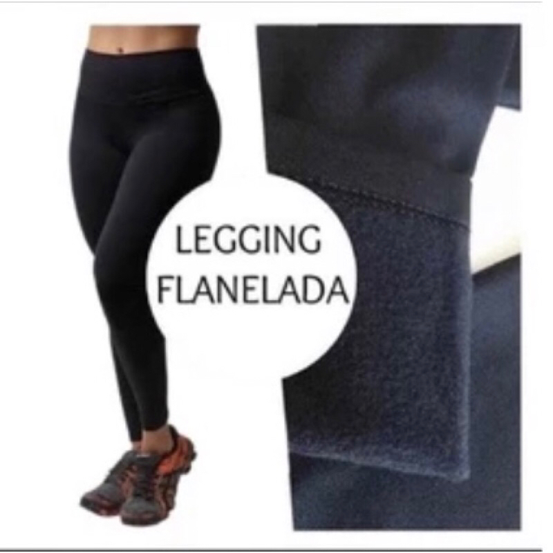 leg preta flanelada calça dia dia legging academia | Shopee Brasil