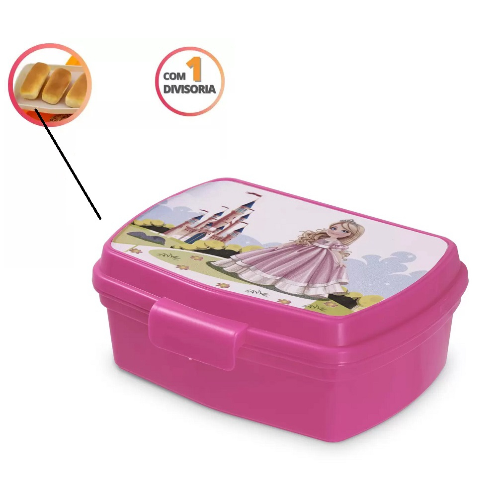 Lancheira Plástica Infantil C/ Divisória E Trava Princesa | Shopee Brasil