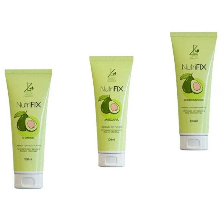 Kit Shampoo, Condicionador E Máscara - Nutrifix - Lattiz - 100ml ...