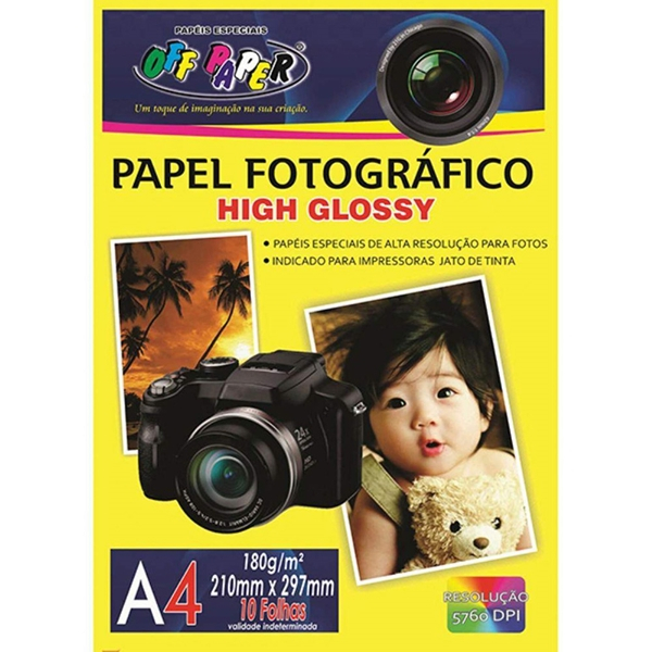 Papel Fotográfico A4 180g 50 Folhas High Glossy Off Paper | Shopee Brasil