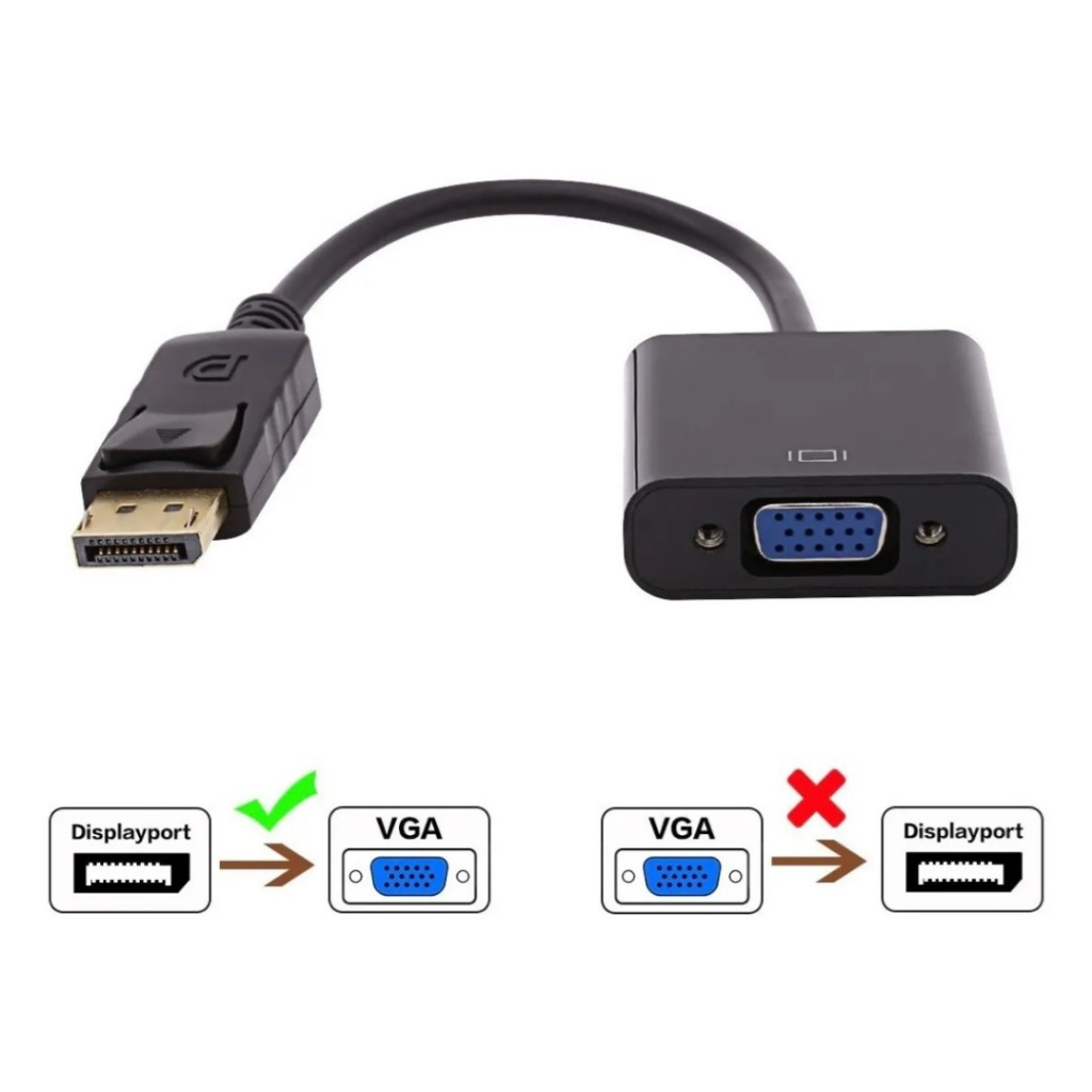 Cabo Adaptador Displayport Para VGA Conversor Vídeo Analógico DP Macho ...