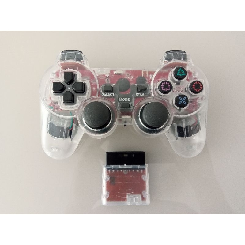 Controle manete PS2 Playstation PS1 One sem fio transparente | Shopee ...