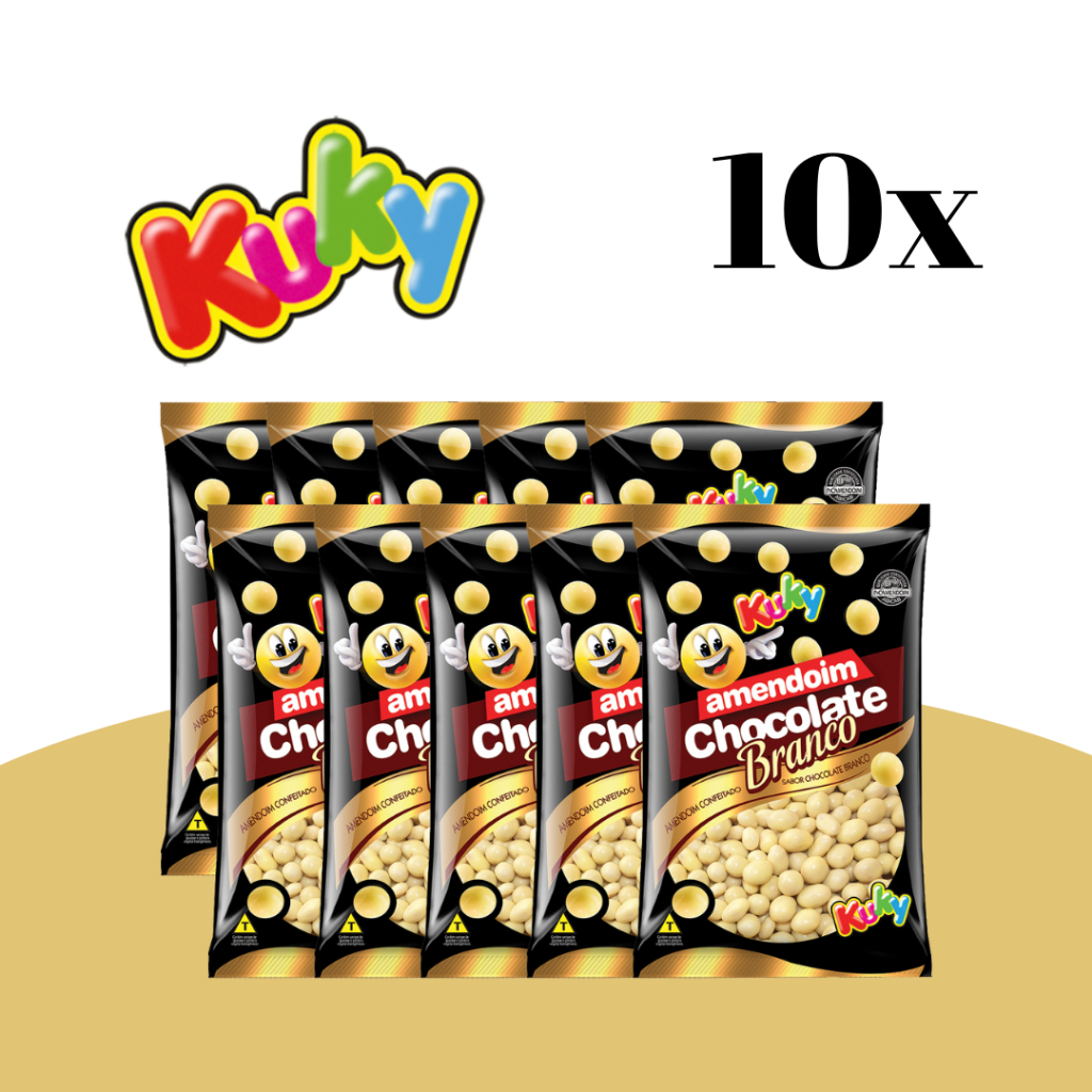 Kit 10 un Amendoim Chocolate Branco Kuky 70g | Shopee Brasil