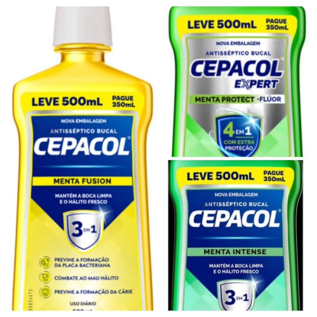 Kit Enxaguante Antisséptico Bucal Cepacol 500ml com 2 unidades | Shopee ...