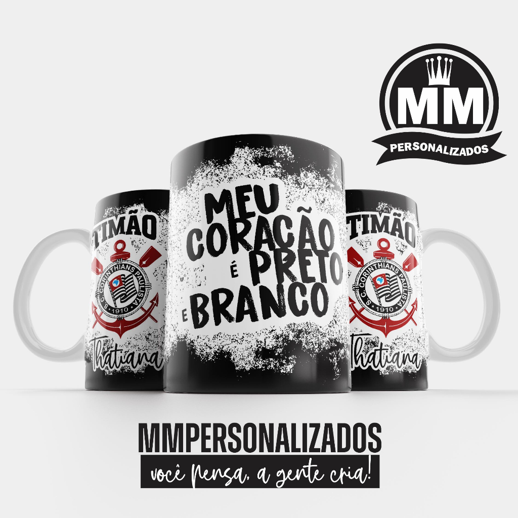 Caneca do Corinthians Personalizada com Nome Mod-008 Branca | Shopee Brasil