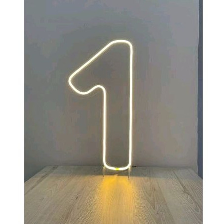 Painel Led Neon Número 1 Acrílico Transparente | Shopee Brasil
