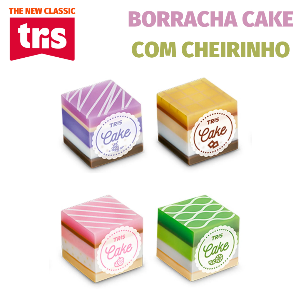 Borracha Tris Cake com Cheirinho - Uva Morango Chocolate Limão | Shopee ...