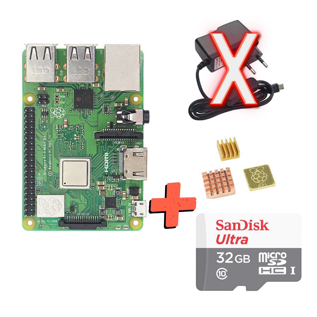 Computador Raspberry Pi 3 model B + Dissipadores + Cartão 32GB + 12 Mil Jogos + Case + 2 ...