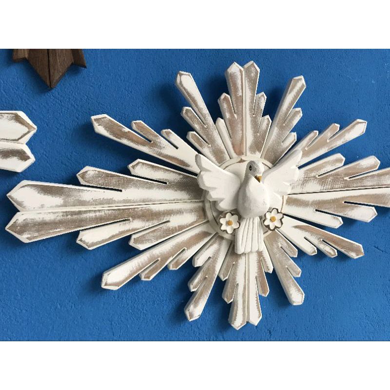 Lindo Resplendor Divino Espirito Santo em madeira 60 x 37cm - Artigo ...