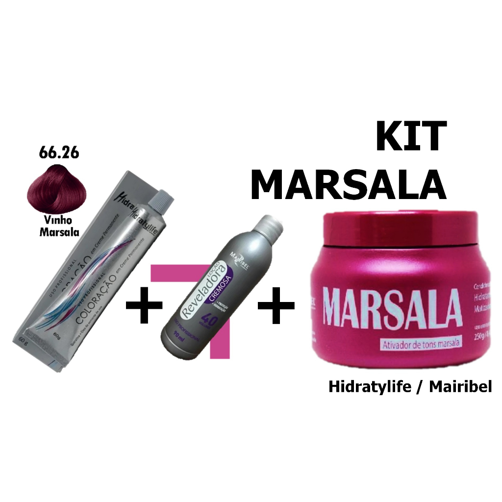 Tinta para cabelo cor Marsala, Coloração, Matizador e OX40 | Shopee Brasil