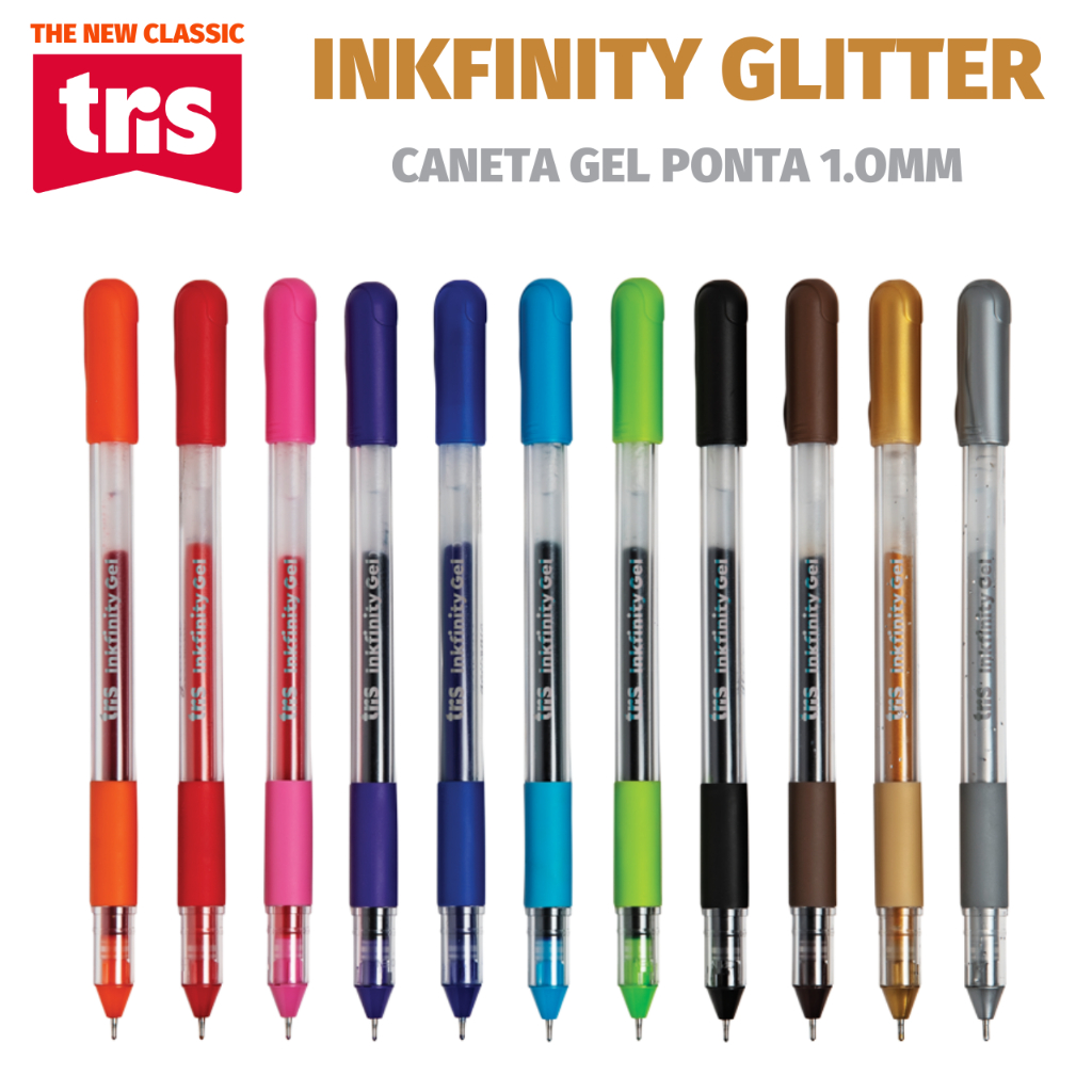 Kit Caneta em Gel Tris Inkfinity Glitter Coloridas - Ponta 1mm | Shopee ...