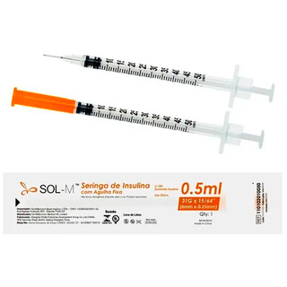 Seringa de insulina/Botox 0.5ml com Agulha Fixa 6mm x 0.25mm SOL ...