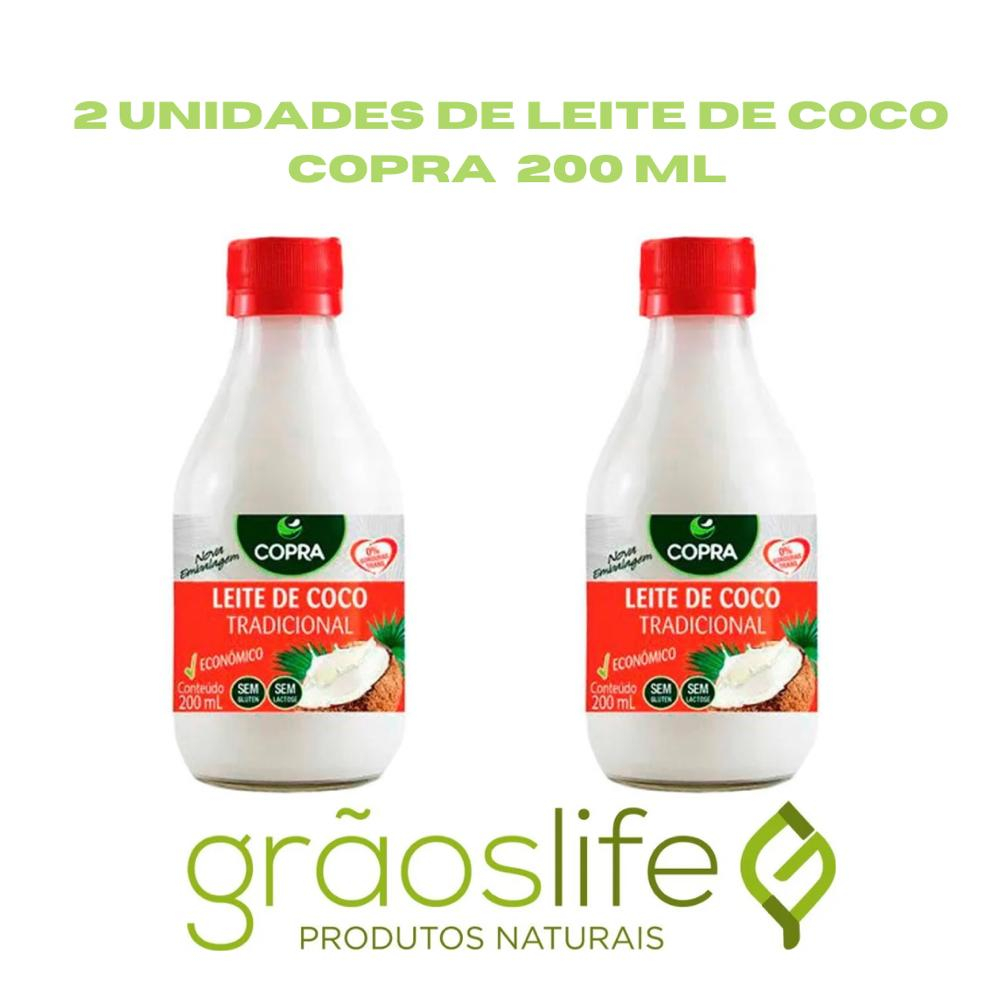 Duas (02) unidades de leite de coco Copra 200 ml | Shopee Brasil
