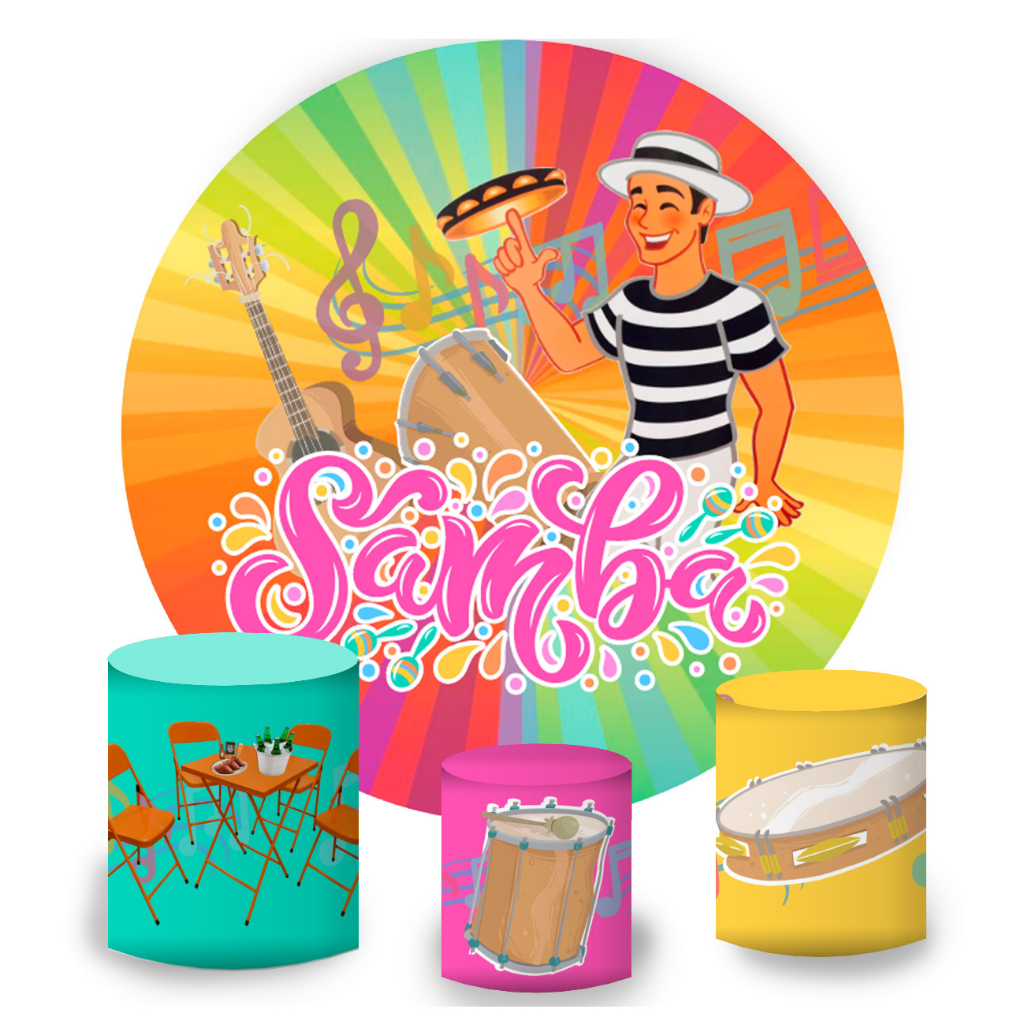 Kit Painel Festa 1,5m Capa Cilindro dia de Samba - Escorrega o Preço