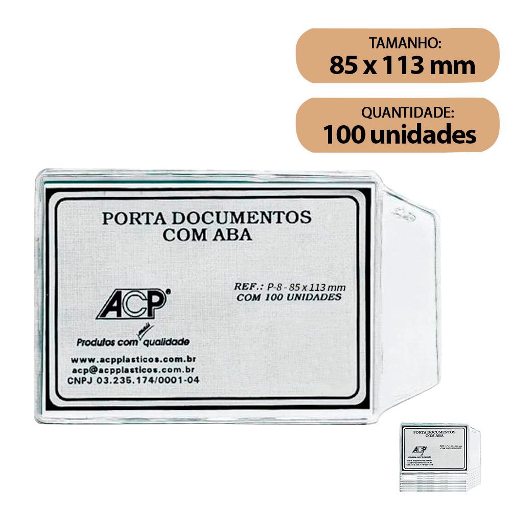 Protetor Porta Documentos C/Aba 85x113mm C/100 Transparente | Shopee Brasil