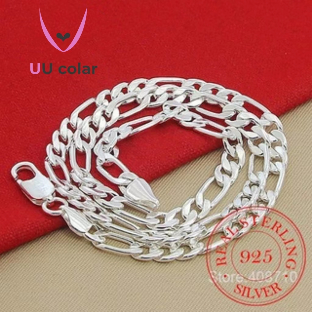 Colar de prata esterlina 925, 6mm/8mm com corrente lateral, colar de jóias de luxo masculino e ...