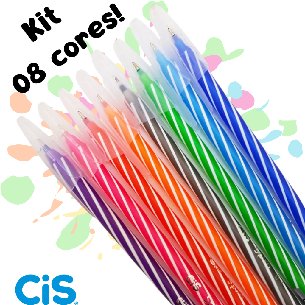 Caneta Esferográfica Coloridas Spiro 0.7mm CIS 08 Cores Diferentes ...