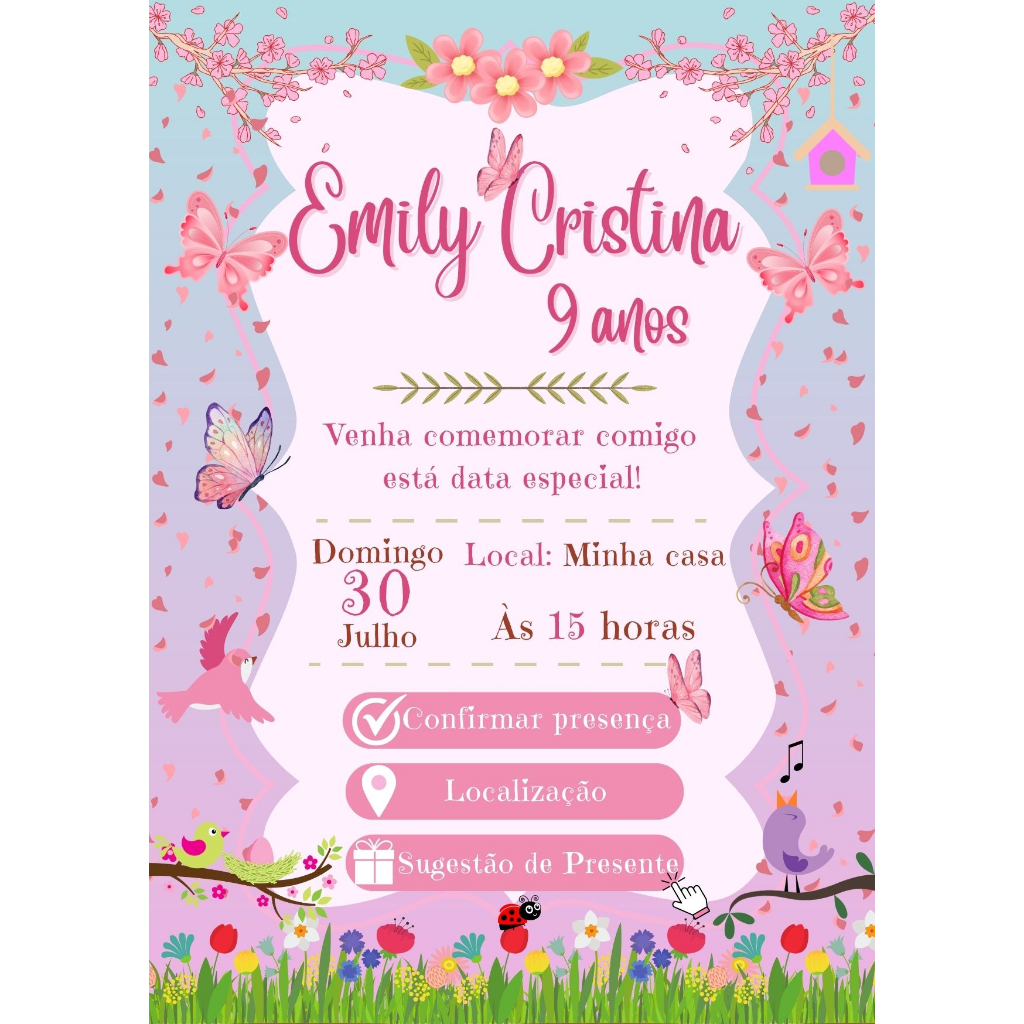 Convite Jardim Encantado Jardim de Borboletas | Shopee Brasil