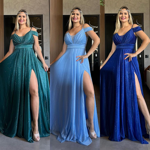 VESTIDO DE FESTA ISABELLA, ROSE, MARSALA, AZUL SERENITY, AZUL ROYAL ...