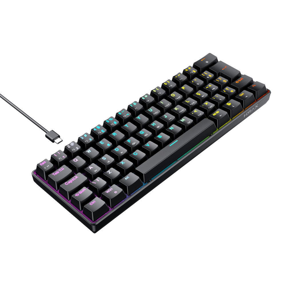 Teclado Mecânico Gamer Hyrax, 60%, Thunder, Switch Huano, RGB - ABNT2 ...