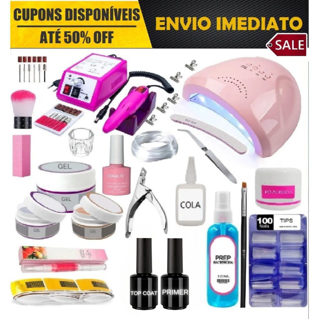 Kit De Unha Gel Completo Fibra Kit Unhas Gel Envio Imediato nº 27 ...