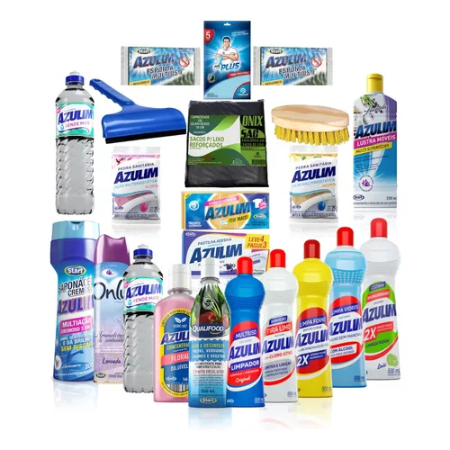 Kit Produtos De Limpeza Cozinha E Banheiro Azulim - Desconto no Preço